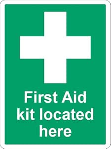 First Aid kit located here Safety Sign | Self adhesive Vinyl sticker ...