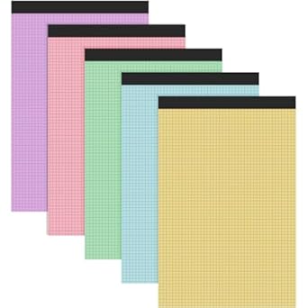 Jetec 5 Pads Colored Graph Paper 17 x 11 Quad Legal Pads 4 Squares Per ...