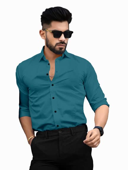 LADY TONE Men's Slim Casual Shirt (X-Large, Dark Blue) : Amazon.in ...