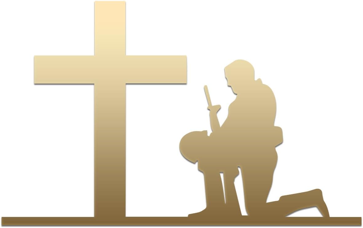 Amazon.com - Kneeling Soldier at Cross Decal Vinyl Sticker Auto Car ...