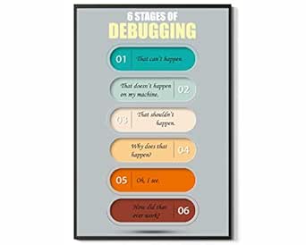 Amazon.com: 7 Stages Of Debugging Wall Art Home Classroom Aesthetic ...