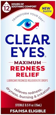 Amazon.com: Clear Eyes | Maximum Redness Relief Eye Drops | 0.5 FL OZ ...