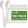 Amazon.com: ECOLipak 150 Pcs White Disposable Spoons, 6.7 Inch Large ...