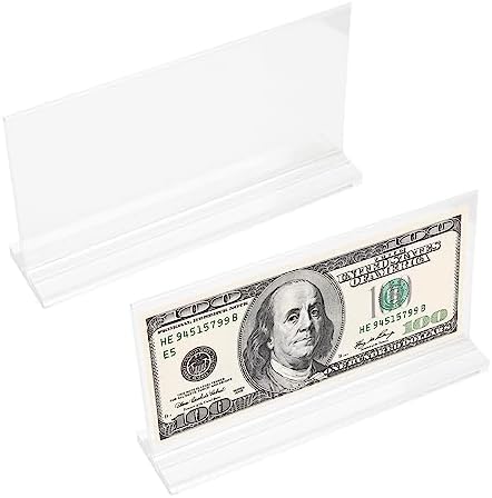 Amazon.com : 2 Pack Acrylic Bill Clear Holders Currency Display Frame ...