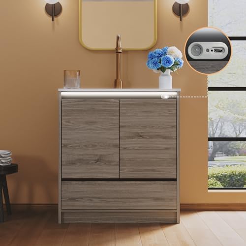 Amazon.com: AMERLIFE 31" LED Lights Bathroom Vanity with Sink Combo ...