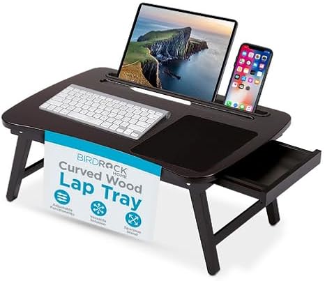 Amazon.com: BIRDROCK HOME Curved Wood Lap Tray with Foldout Legs ...