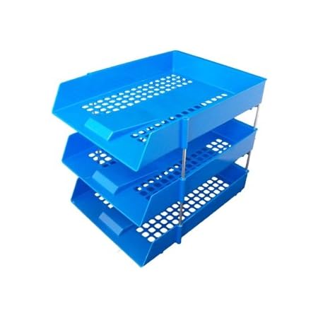 3 x Blue in/Out Letter Filing Trays with Risers 8 Nos : Amazon.co.uk ...