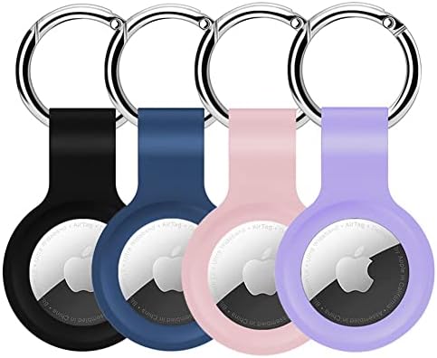 Alsukeay 4 Pack Holder Case for AirTag with Keychain Silicone ...