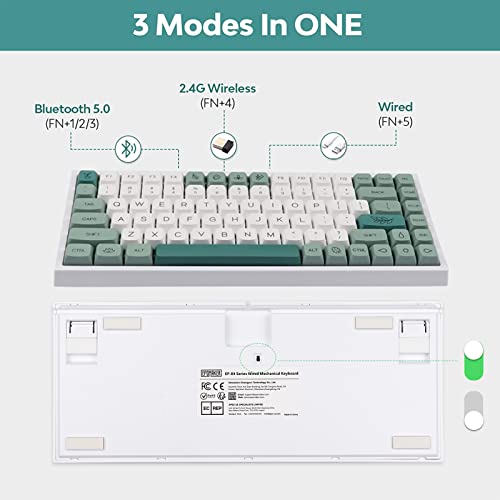 EPOMAKER EP84 Upgraded 75% RGB Hot Swappable 2.4GHz/Bluetooth 5.0/USB-C ...