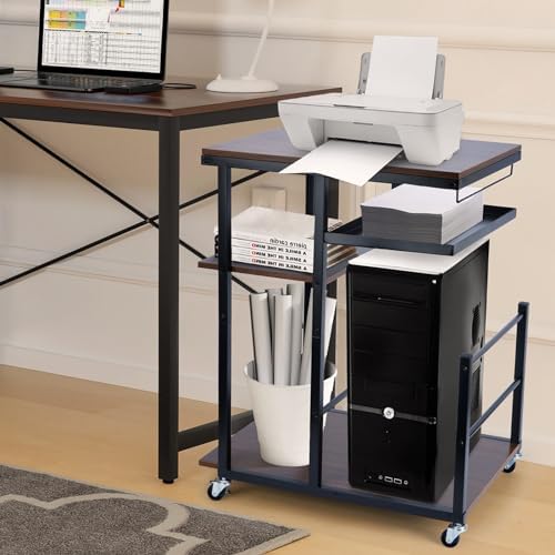 Amazon.com: tonchean Rolling Printer Stand, 3 Tier Mobile Printer Table ...