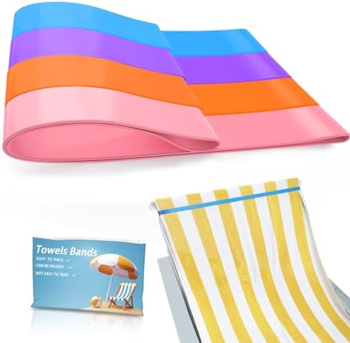 Towel Bands (4 Pack), Beach & Pool & Cruise Chairs, Stretch Silicone ...