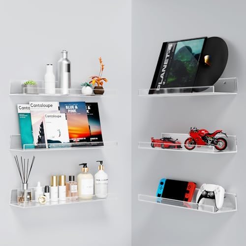WHENZOO 2 Pack Clear Acrylic Shelf, 30cm Self Adhesive Acrylic Bathroom ...