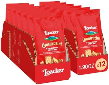 Amazon.com: Loacker Quadratini Hazelnut Bite-Size Wafer Cookies, Crispy ...