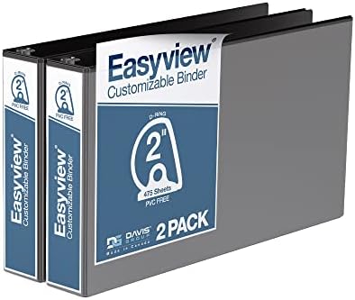 EasyView Premium 2-Inch D-Ring Binders with Clear-View Covers ...