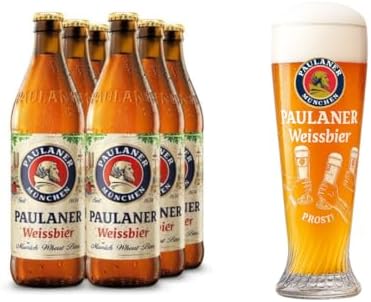 Kit com 6 Cervejas De Trigo Paulaner Weissbier Original 500ml + Copo ...