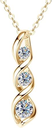 Amazon | Brillique 14K ゴールド オーバー S925 スターリングシルバー スパイラル 0.7ct ダイヤモンド ペンダント ネックレス VVS2 Dカラー エレガントな ...