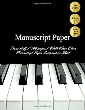 Amazon.com: Manuscript Paper: Piano staff / 100 pages / With Wipe Clean ...