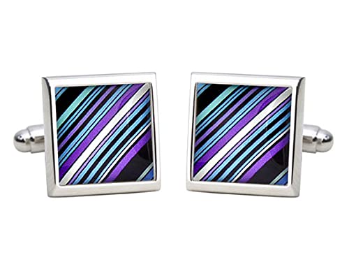 Amazon.com: "70's Tie" Purple, Aqua, Black & White Diagonal Stripe ...