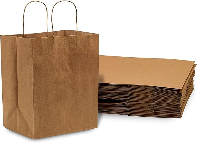 Amazon.com: Paper Bags with Handles - 10x6.75x12 Inch 250 Pack Brown ...