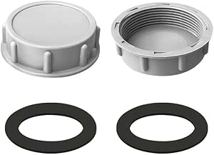 2 Pack 54mm Plastic Pipe End Caps - Grey Female Threaded Blanking Plugs ...