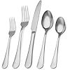 Amazon.com | Matte Silverware Set, 20-Piece Stainless Steel Flatware ...
