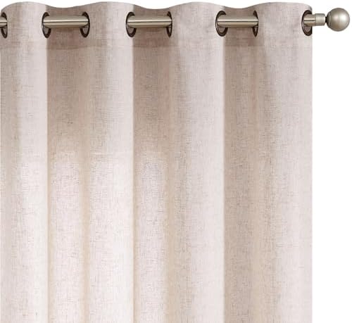 Amazon.com: jinchan Linen Curtains, Light Filtering Window Drapes with ...