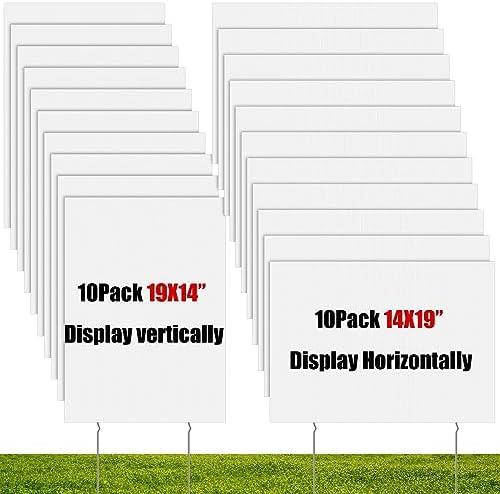 Amazon.com : Wesiti 20 Pack Blank Yard Signs with Stakes Plastic Yard ...