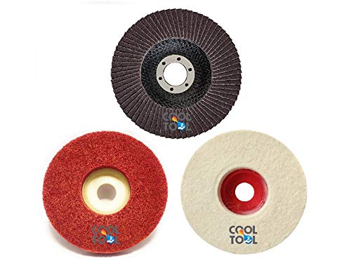 CoolTool Combo of Abrasive Flap Disc, Non-Woven Felt Buffing Wheel ...