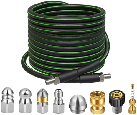 Sewer Jetter Kit for Pressure Washer 50 FT, 5800 PSI Pressure Drain ...