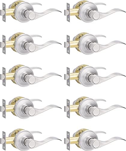 Supstron 2 Pack Passage Door Handle, Brushed Nickel Reversible Door ...