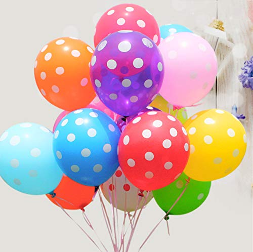 Multi Color 12 Inches Pack of 30 Polka Dot Balloon for Theme Party ...