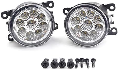 2Pcs 9 LED Car Round Front Fog Light DRL Daytime Running Light Car Bulb ...