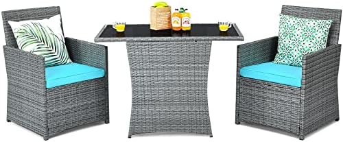 Amazon.com: Tangkula 4 Pieces Patio Dining Set for 4, Patiojoy Space ...
