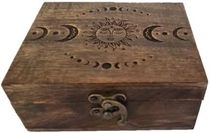 Amazon.com: Engraved Wooden Tarot Box for Cards Crystal Holder | Sun ...