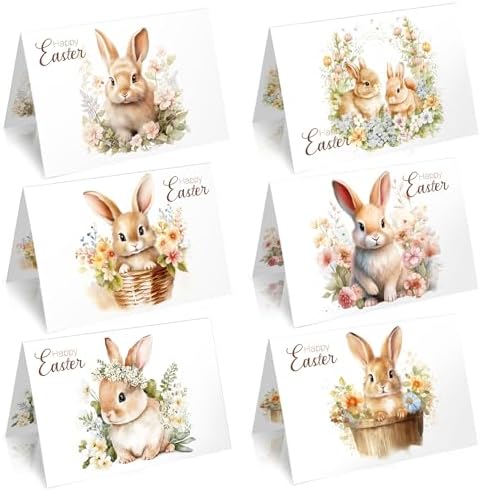 Happy Easter Cards Multipack with Envelopes, Easter Greeting Cards Pack ...
