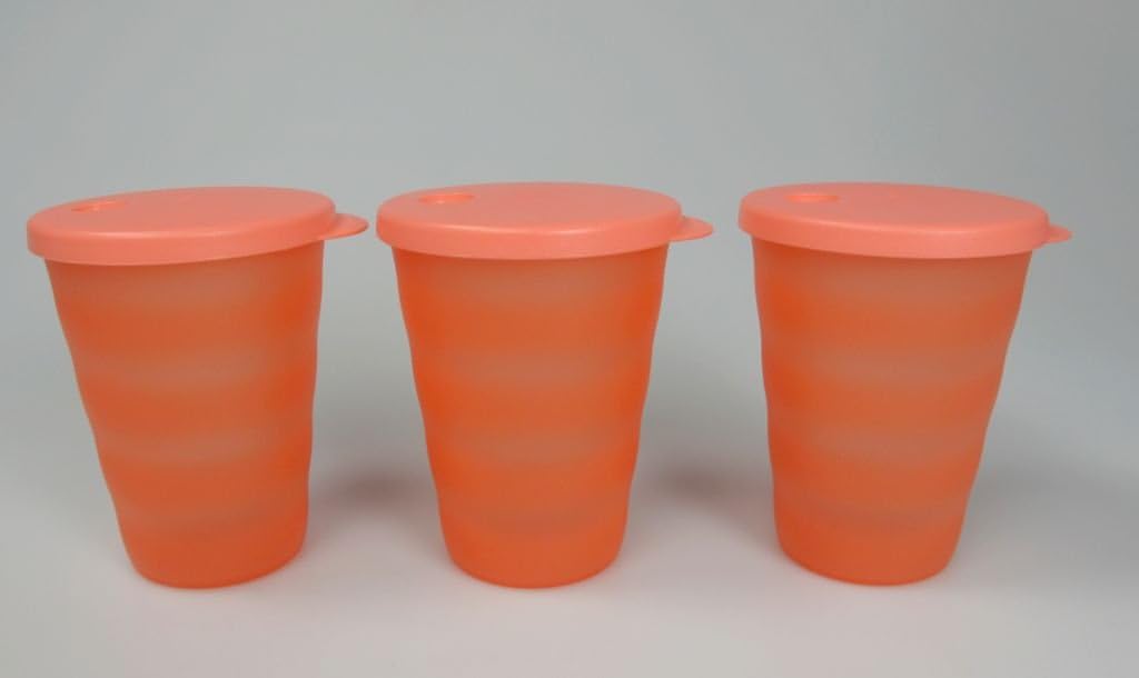 TUPPERWARE Gobelet Flash avec paille 330 ml orange pastel (3) : Amazon ...