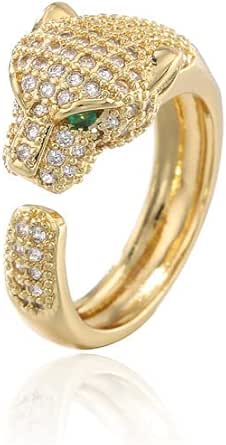 Amazon.com: MEVESICUS 18k Gold Plated Rings Panther Rings Elegant CZ Cubic Zirconia Adjustable ...