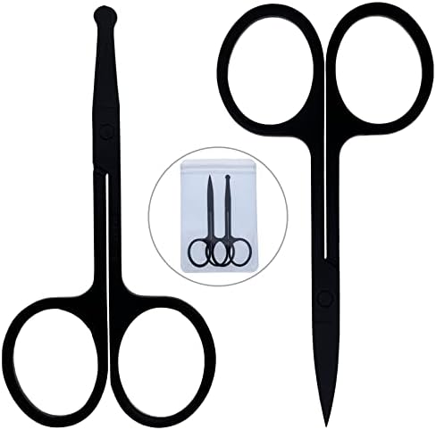 2 Pack Nose Hair Scissors, Facial Hair Scissors Set, Small Grooming ...