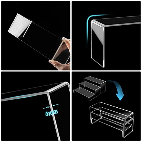 Snapklik.com : 12 Pcs Clear Acrylic Risers Display Stands, 3 Tiers 4mm ...