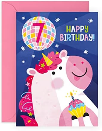 Amazon.com : CENTRAL 23 7 Year Old Birthday Card Girl - Unicorn Disco 7 ...