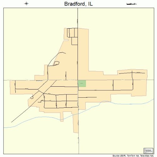 Large Street & Road Map of Bradford, Illinois IL - Printed poster size ...
