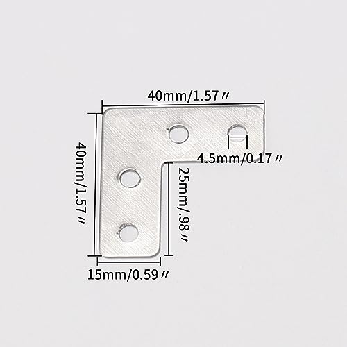 Unxuey Flat L Shaped Brackets, 20Pcs 40mm x 40mm/ 1.57 x 1.57inch ...