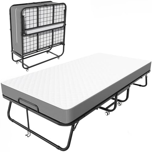 Amazon.com: EconoHome Folding Bed with Mattress - 75x38 Twin Size Bed ...