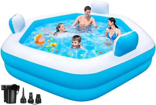 Amazon.com: Extra Large Inflatable Swimming Pool with Pump，Lylting 130 ...