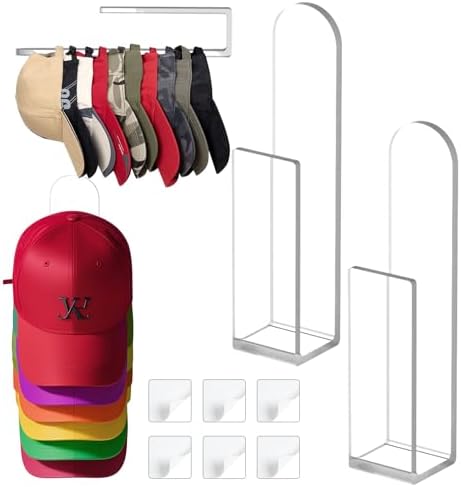 Amazon.com: YiiMee Hat Rack Sets, 8 Pack Adhesive Hat Hooks for Wall+2 ...