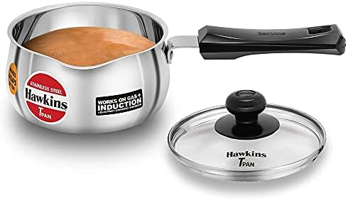 Buy Hawkins 1 Litre Tpan, Stainless Steel Tea Pan with Glass Lid ...