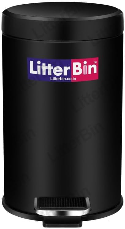 LITTERBIN Stainless Steel Pedal Dustbin with Lid | Small Compact Space ...