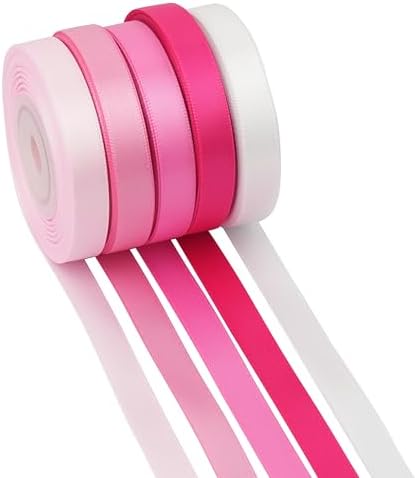 Amazon.com: WHZKCYH Pink Satin Ribbon 1" Pink Ribbon for Gift Wrapping ...