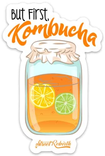 Amazon.com: But First Kombucha Sticker - Waterproof Vinyl Decal - Cute ...