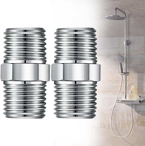 2 PCS Stainless Steel Shower Hose Connector 1/2 Inch Durable and Damage ...